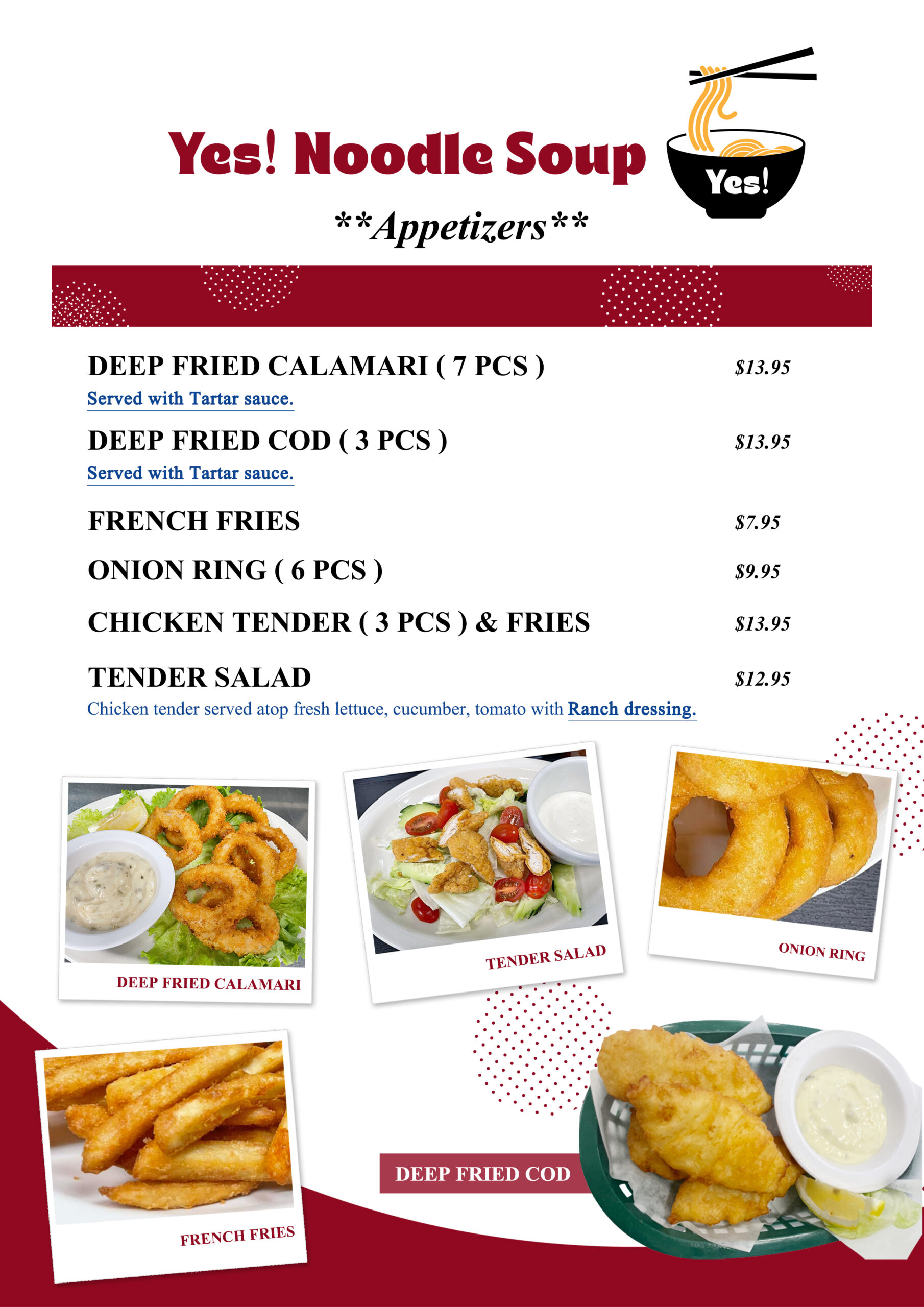 Menu - Yesnoodlesoup